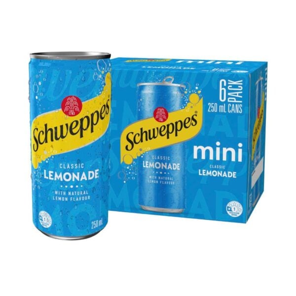 Buy Schweppes Lemonade Soft Drink Mini Cans 6x250ml 6 Pack Online ...